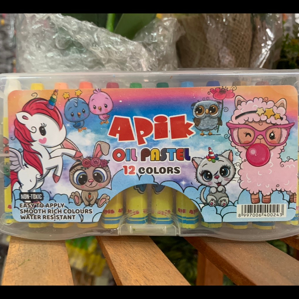 Jual crayon 12 warna oil pastel apik atau setara | Shopee Indonesia