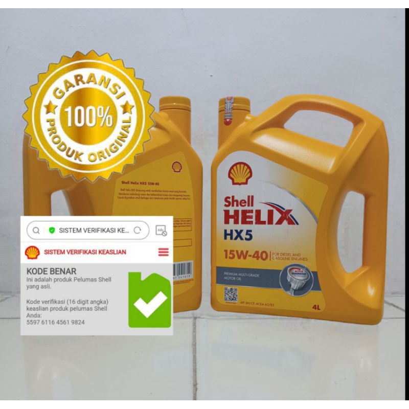 Jual Shell Helix HX5 15W/40 4L (ORIGINAL) | Shopee Indonesia