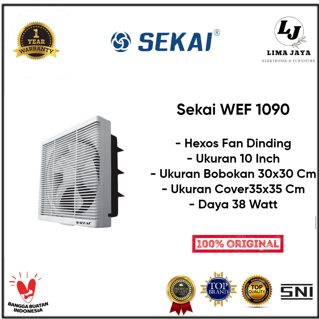 Jual SEKAI Exhaust Fan WEF-1090 Hexos Fan Sekai Dinding Kipas Dapur 10 ...