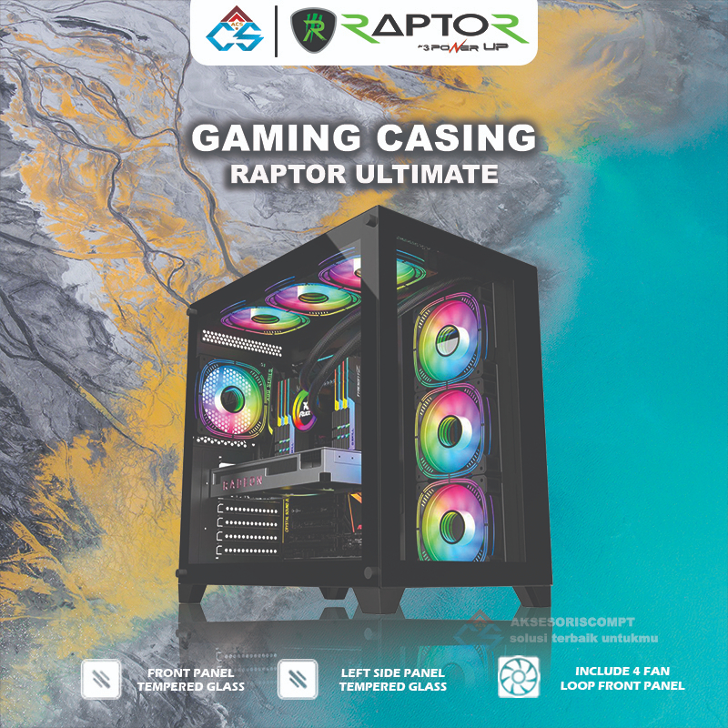 Jual Casing Gaming Raptor ULTIMATE BLACK 4FAN ARGB - Casing Gaming ARGB ...