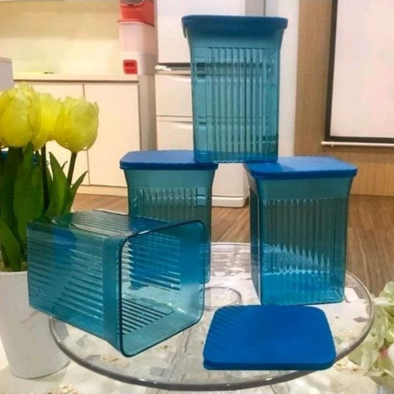Jual Toples raya family mate square 800 ml tupperware biru tua eceran ...