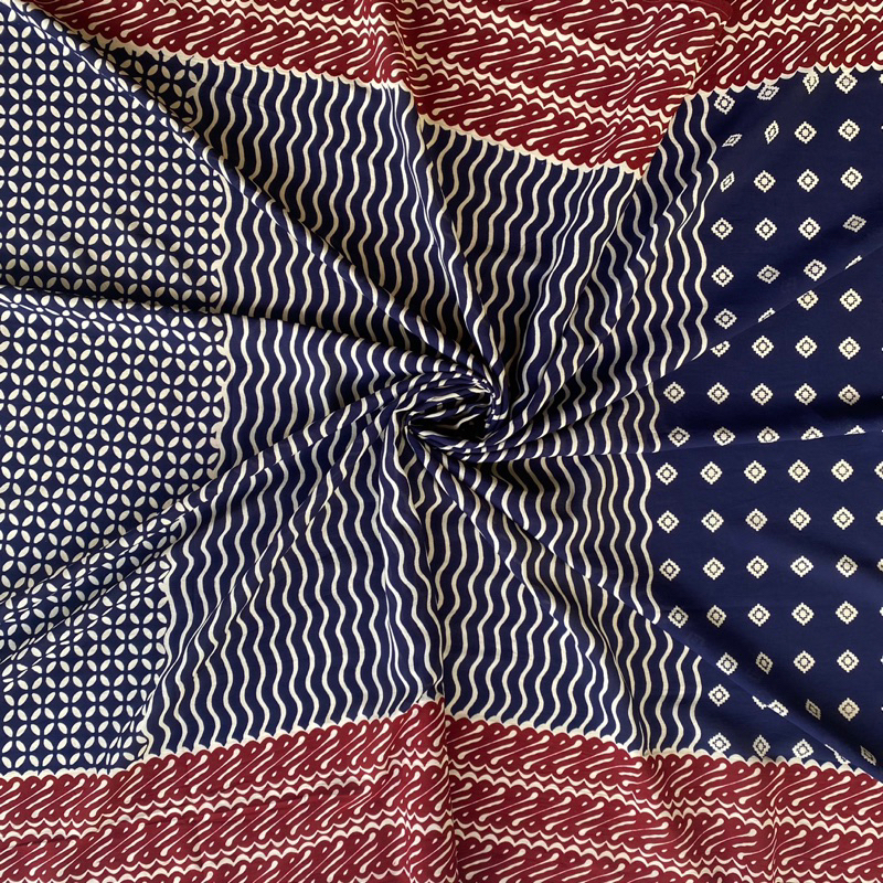 Jual Kain Batik Paris Handprint Motif Tiga Dimensi Warna Navy Kombinasi ...