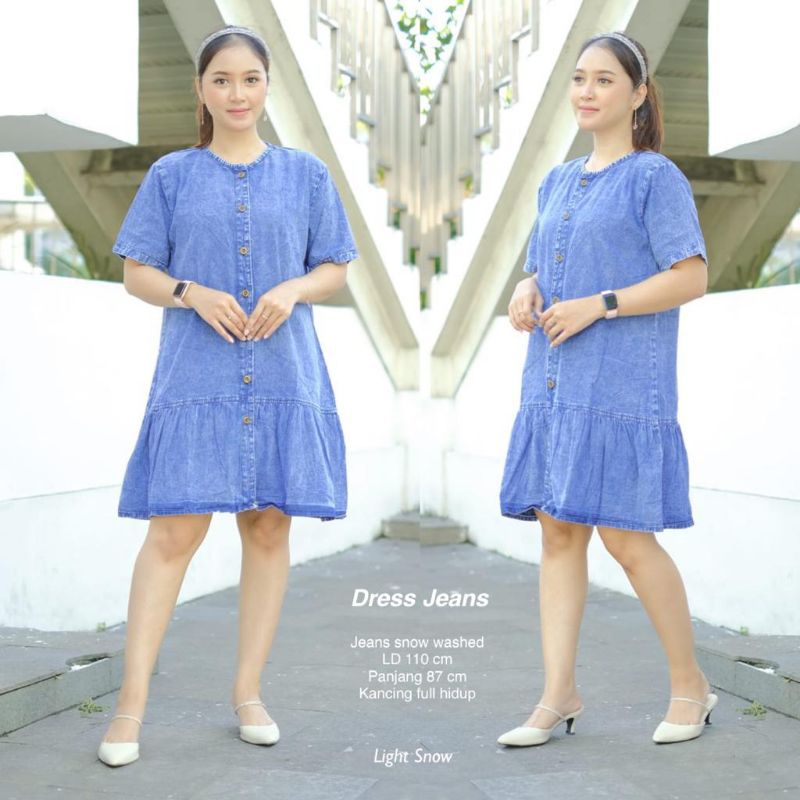 Jual Tunik Jeans lengan pendek //JF7253 | Shopee Indonesia