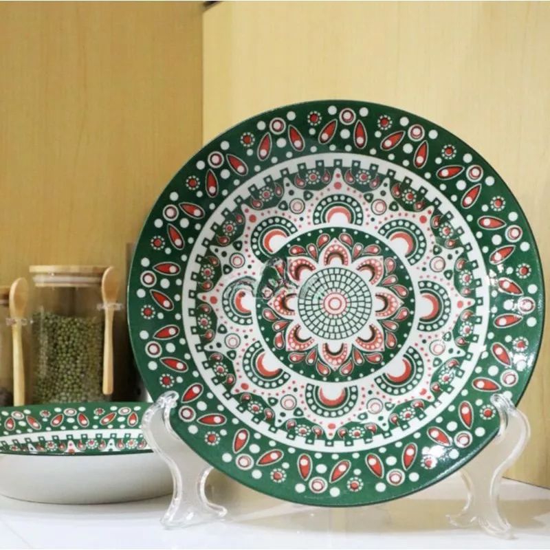 Jual PIRING MAKAN KERAMIK UNIK piring porcelain piring kaca mewah bunga ...