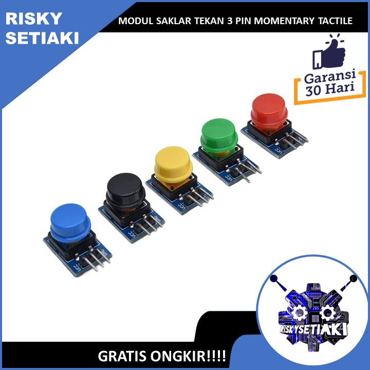 Jual MODUL SAKLAR TEKAN 3 PIN MOMENTARY TACTILE SWITCH PUSH BUTTON 12MM | Shopee Indonesia