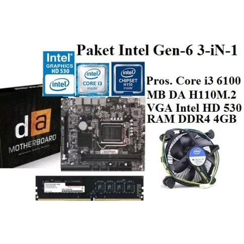 Jual Paket Prosesor Intel Core i3 6100 MB Intel H110M.2 RAM DDR4 | Shopee Indonesia