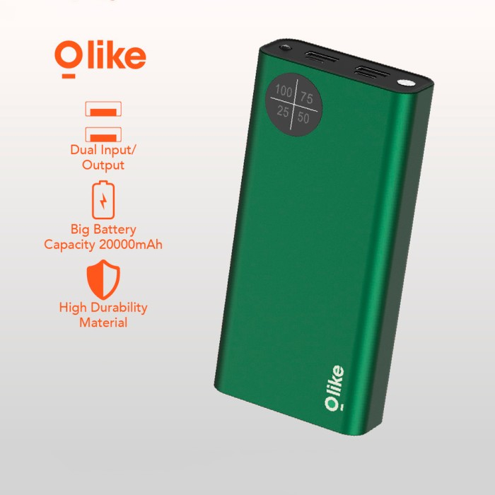 Jual Olike P4 Power Bank 20000mAh Dual Port Output Input USB Type C ...