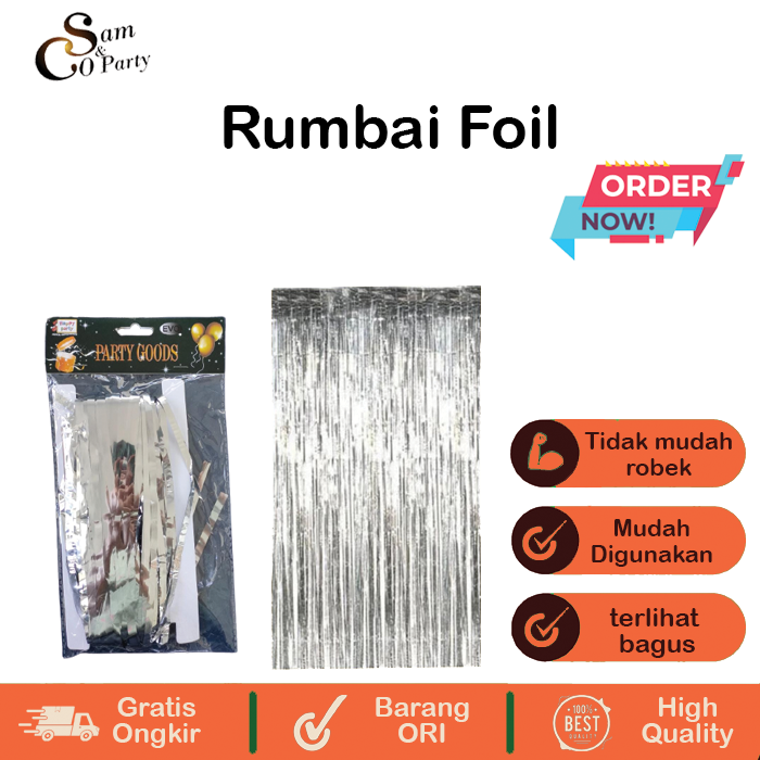 Jual Tirai Pesta / Rumbai Foil Curtain Backdrop Warna Silver Dekorasi ...