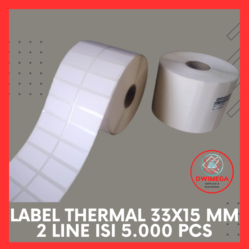 Jual LABEL THERMAL 33X15mm / STICKER BARCODE / 2 LINE ISI 5.000 PCS ...