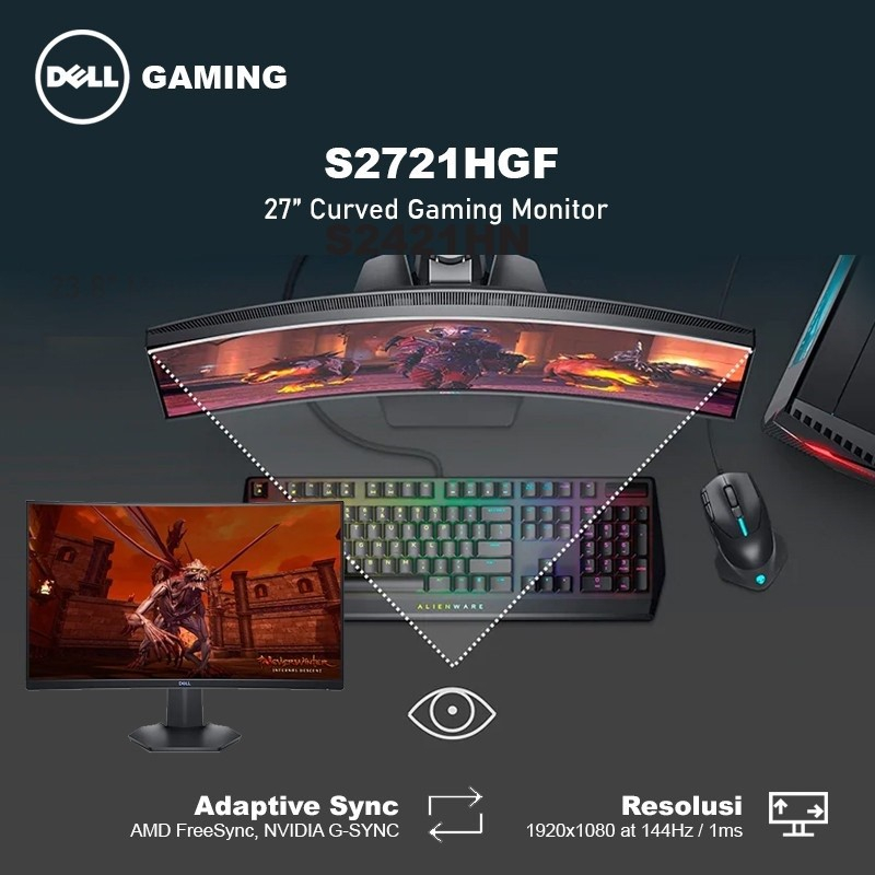 Jual Monitor Dell S2721HGF - 27" inch Curved Monitor FHD 144H | Shopee ...