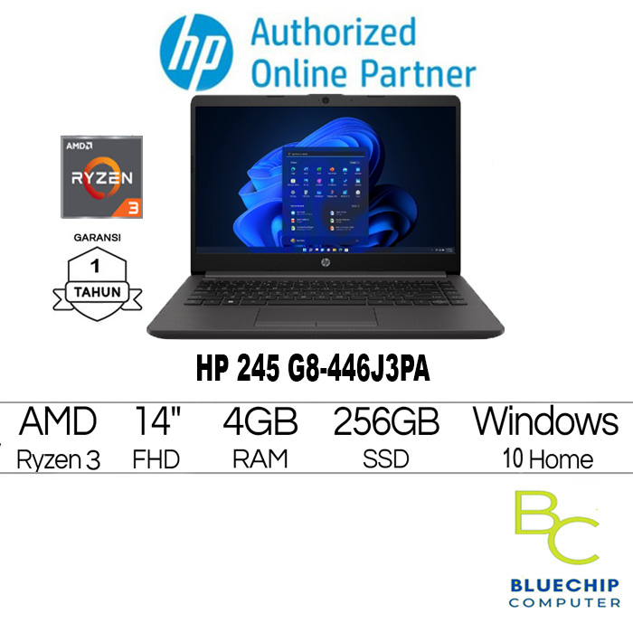 Jual Laptop HP 245 G8 446J3PA - Ryzen3 3250U 4GB 256GB SSD 14" HD Win10 ...