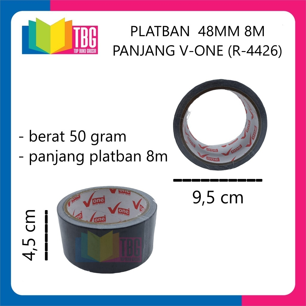 Jual 1 PCS PLATBAN 48MM 8M PANJANG V-ONE SOLASI ISOLASI LAKBAN HITAM ...