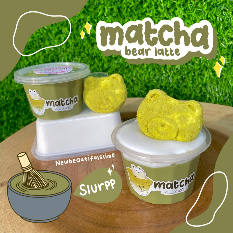 Jual MATCHA BEAR LATTE SLIME BY NEWBEAUTIFULSLIME DIY CLAY SLIME | Shopee Indonesia