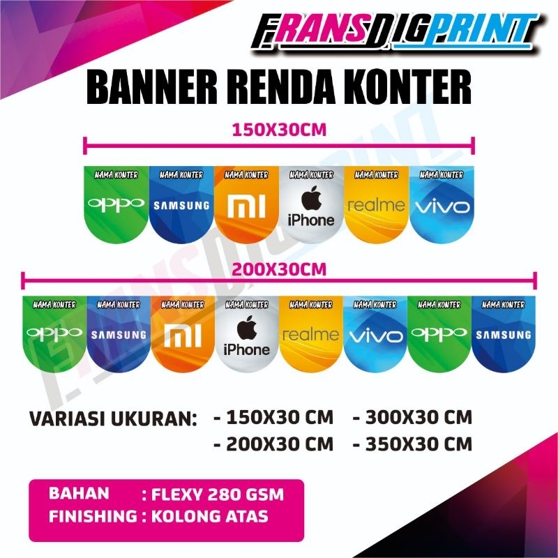 Jual banner renda konter , flag banner , banner renda , hiasan konter | Shopee Indonesia
