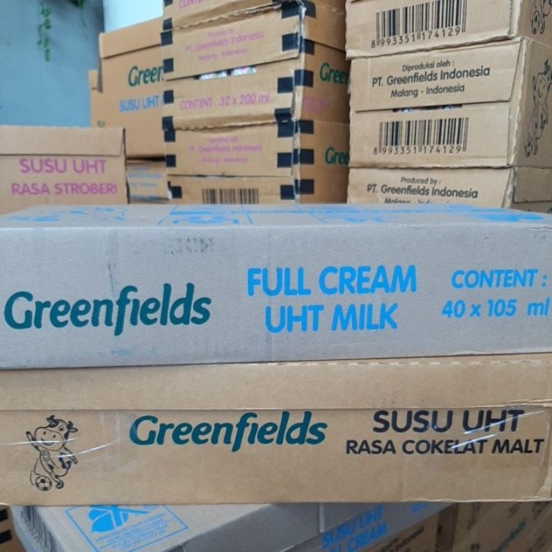 Jual Susu Greenfields UHT 125 ML / 105 ML 40pcs All Varian | Full Cream Choco Strawberry 105ml ...