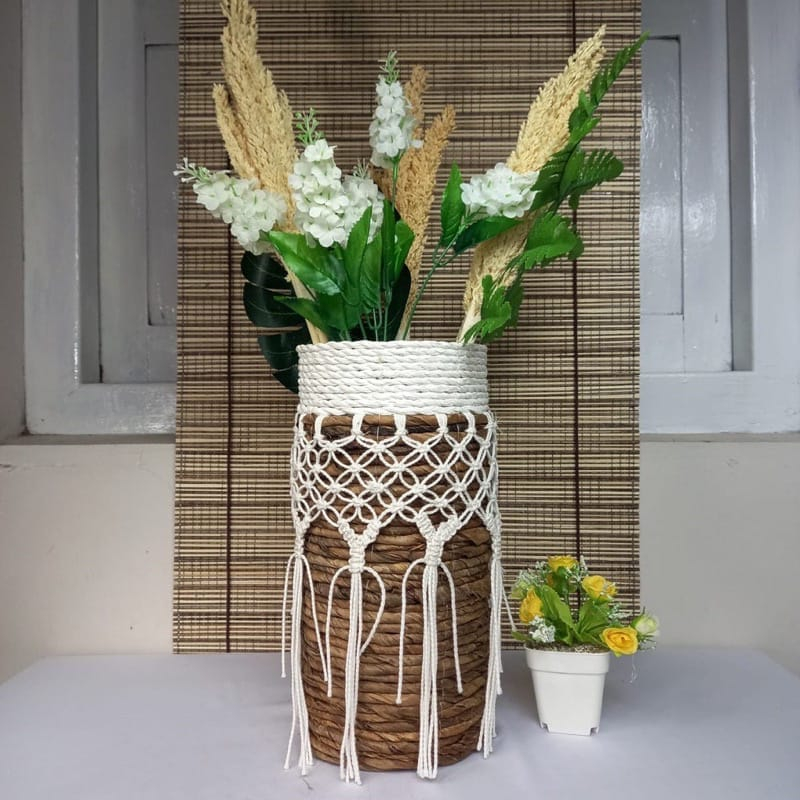 Jual Vas Bunga Vas Anyaman Makram Pot Bunga Anyaman Unik Tempat Payung ...