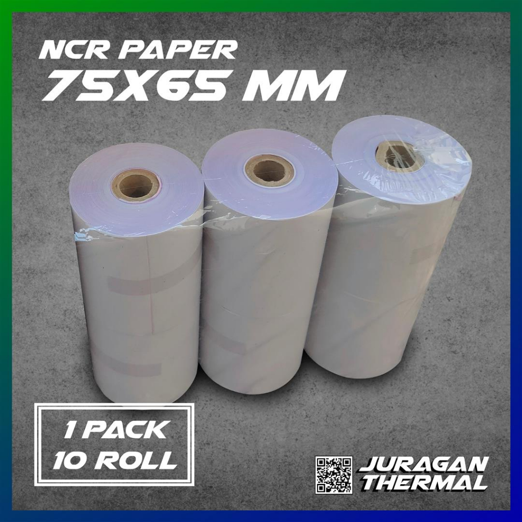 Jual Kertas Struk Kasir NCR 2 PLY 75X65 Paper Roll 75 X 65 MM (10 Roll ...