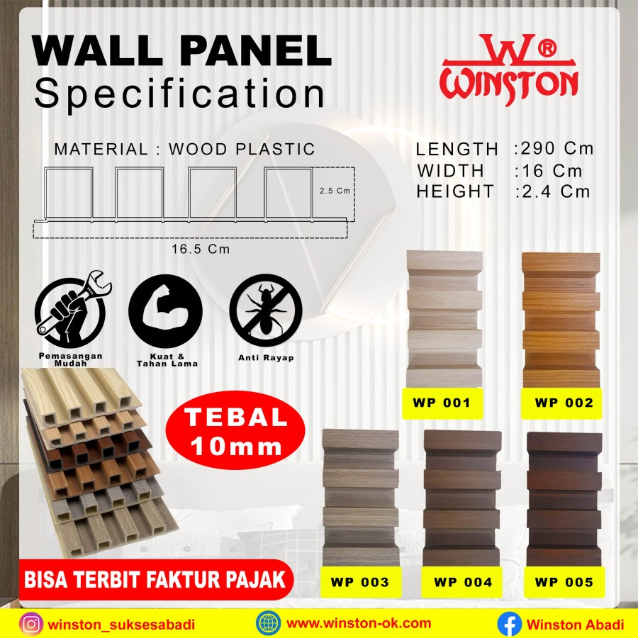 Jual KISI - KISI WPC / WALL PANEL WOOD WINSTON TEBAL 10 MM DEKOR DINDING TERMURAH | Shopee Indonesia