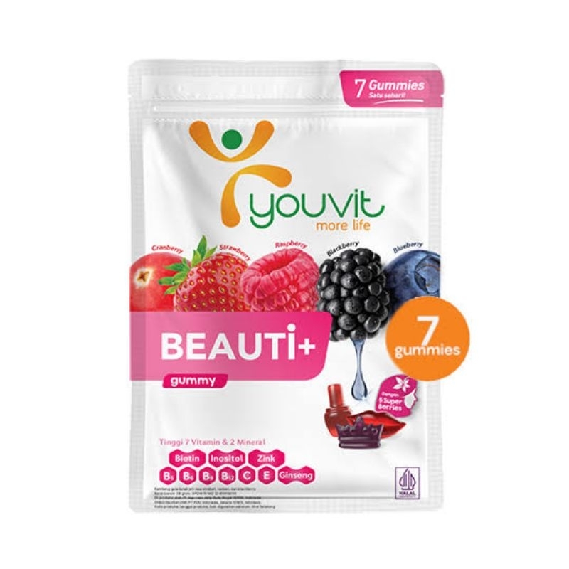 Jual Youvit Beauti+ Multivitamin sachet isi 7 gummy | Beauty plus | Shopee Indonesia