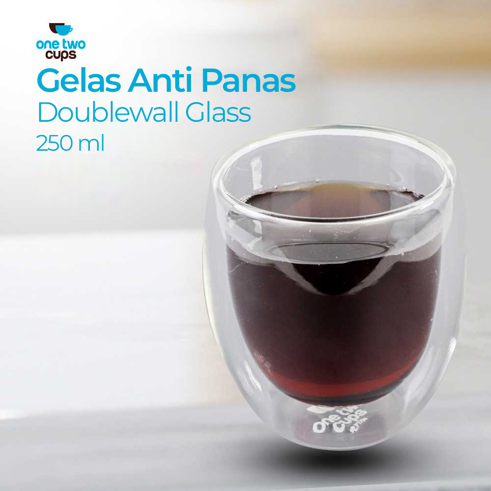 Jual One Two Cups Gelas Kopi Anti Panas Double Wall Glass Borosilicate - Transparent | Shopee ...
