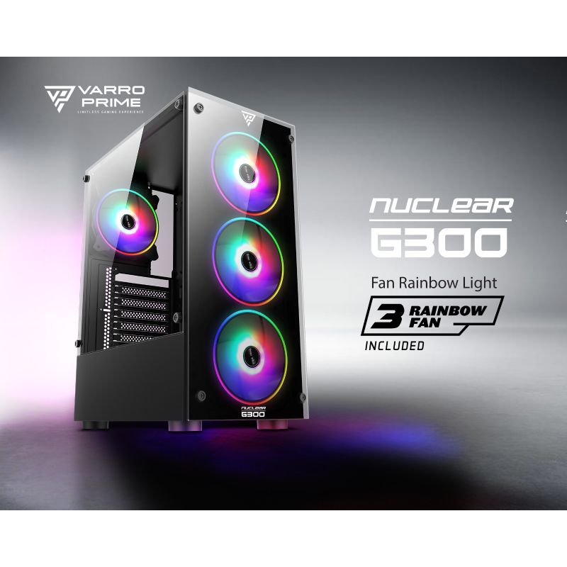 Jual CASING PC GAMING VARRO G300 + 3 FAN RGB MICRO ATX Tempered Glass ...