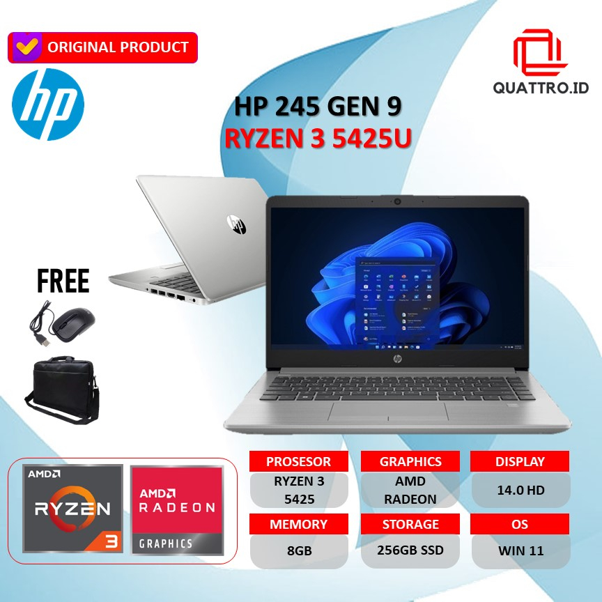 Jual HP 245 G9 RYZEN 3 5425 RAM 8GB SSD 256GB WINDOWS 11 | Shopee Indonesia