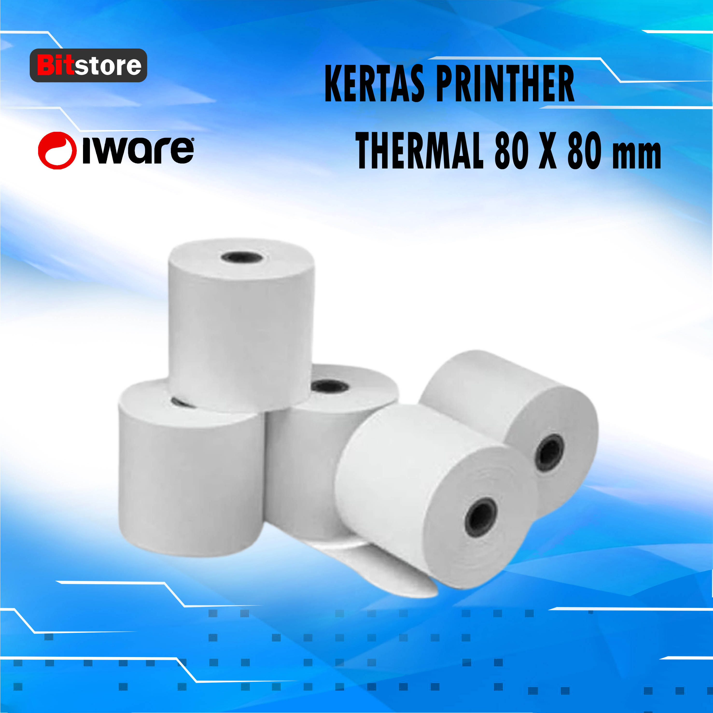 Jual Kertas Struk Kasir Printer Thermal Iware 80x80mm Paper Roll 80 x ...