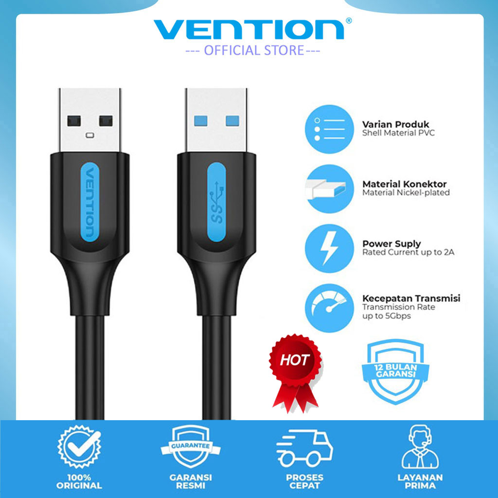 Jual Vention Kabel Data USB 3.0 2.0 Male to Male Super Speed for PC ...