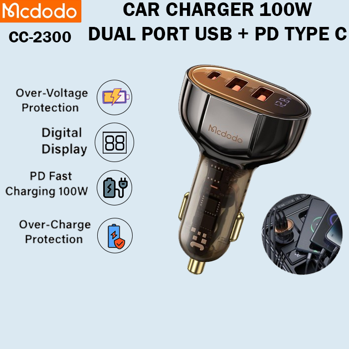 Jual Mcdodo CA-340 Kepala Adaptor Car Charger Mobil Digital LED Display 3 Port Output Fast ...