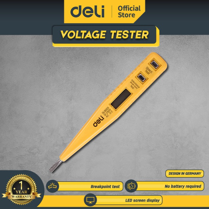 Jual Deli Digital Test Pen/Tespen Digital 12-250V AC DC 13 cm EDL8003 ...