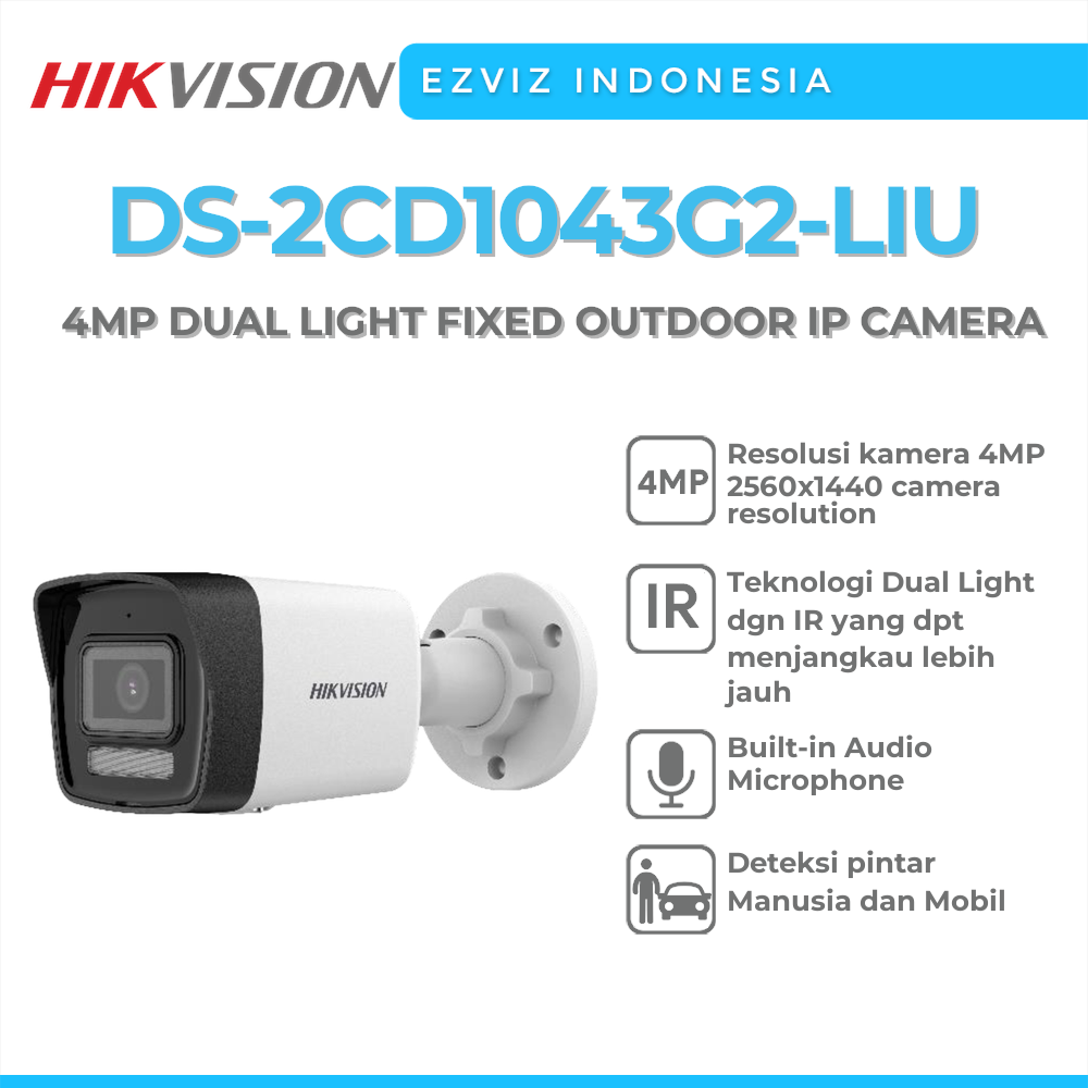 Jual HIKVISION DS-2CD1043G2-LIU 4MP SMART DUAL LIGHT FIXED BULLET CAMERA | Shopee Indonesia