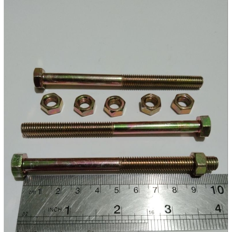 Jual Baut mur kuning BMK HEX M8 x 100 mm ( kunci 12 ) | Shopee Indonesia