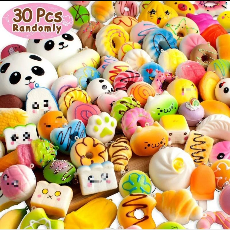 Jual 30 Pcs squishy paket hemat motif lucu Squishy fastfood Squishy ...