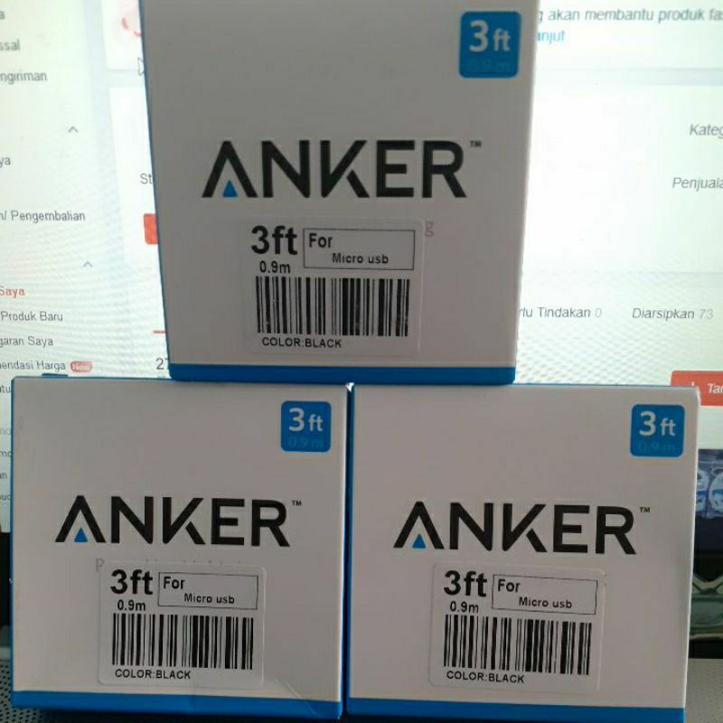 Jual KABEL DATA ANKER 3 FT MICRO USB KABEL CASAN FAST CHARGING KABEL ...