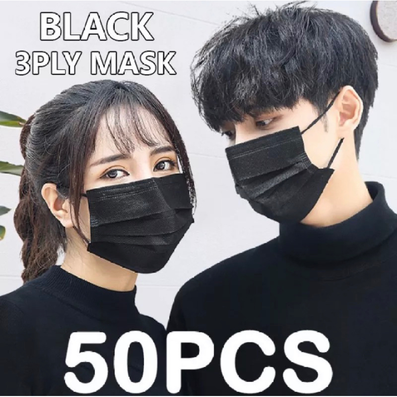 Jual Masker Hitam 50pcs 3ply | Shopee Indonesia