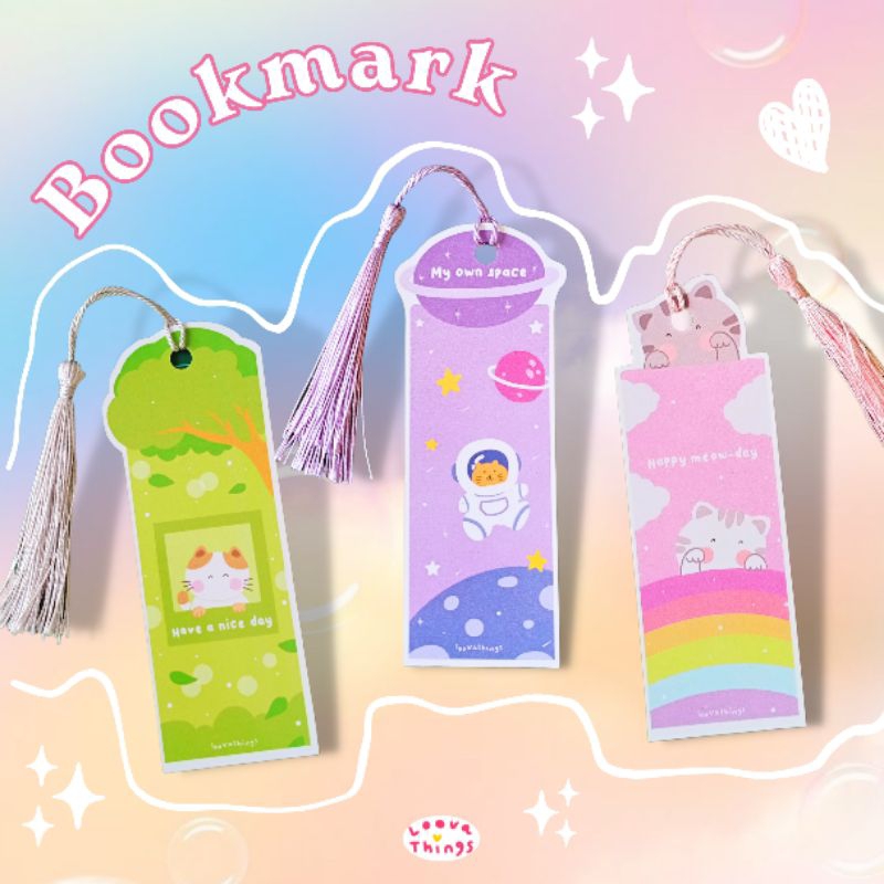 Jual Bookmark Pembatas Buku Kartun Kucing Lucu Aestetik Pembatas ...