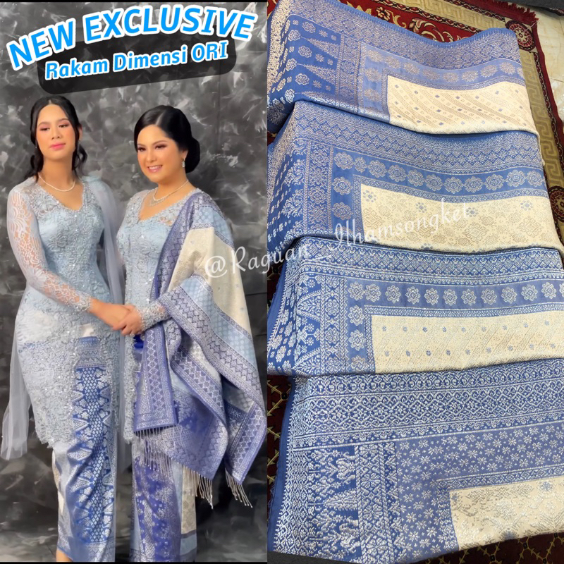 Jual Exclusive Songket Rakam Dimensi ORI /Blue Ice /songket tenun asli palembang /ilham songket ...
