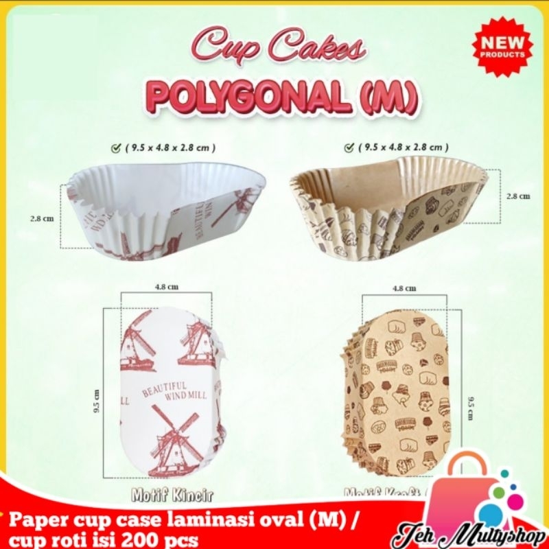 Jual Paper cup case laminasi (M) oval / Cup roti 9,5 x 4,8 cm isi 200 ...
