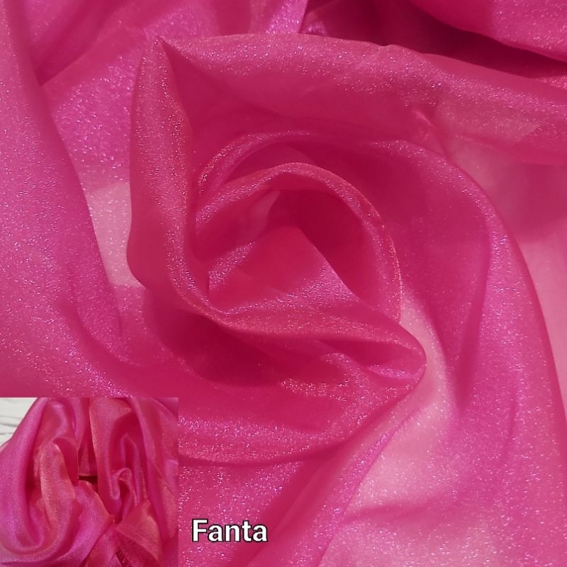 Jual kain organza pasir/crinkle metalik/sparle gliter/organza crystal ...