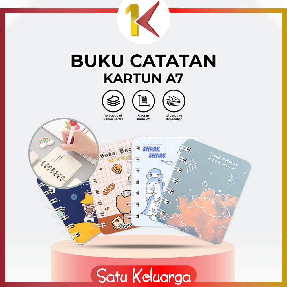 Jual SK-A58 Buku Catatan Kartun Memo Kecil A7 80 Lembar / Buku Kecil Notebook Ring Motif Notepad ...