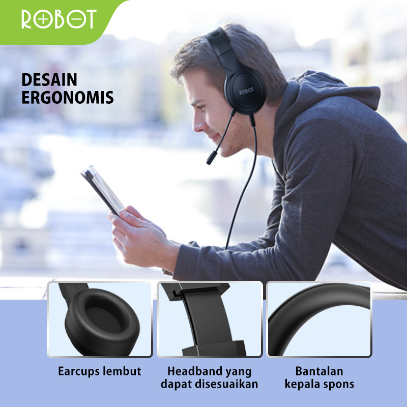 Jual ROBOT Headphone Kabel Stylish Suara Super Bass Nyaman Ditelinga ...