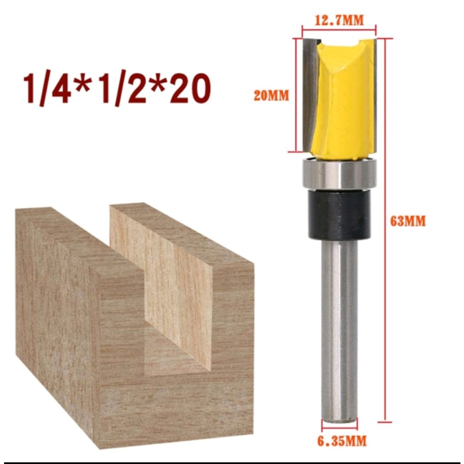 Jual mata router Flush Trim Bottom Bearing 1/4x1/2x20mm | Shopee Indonesia