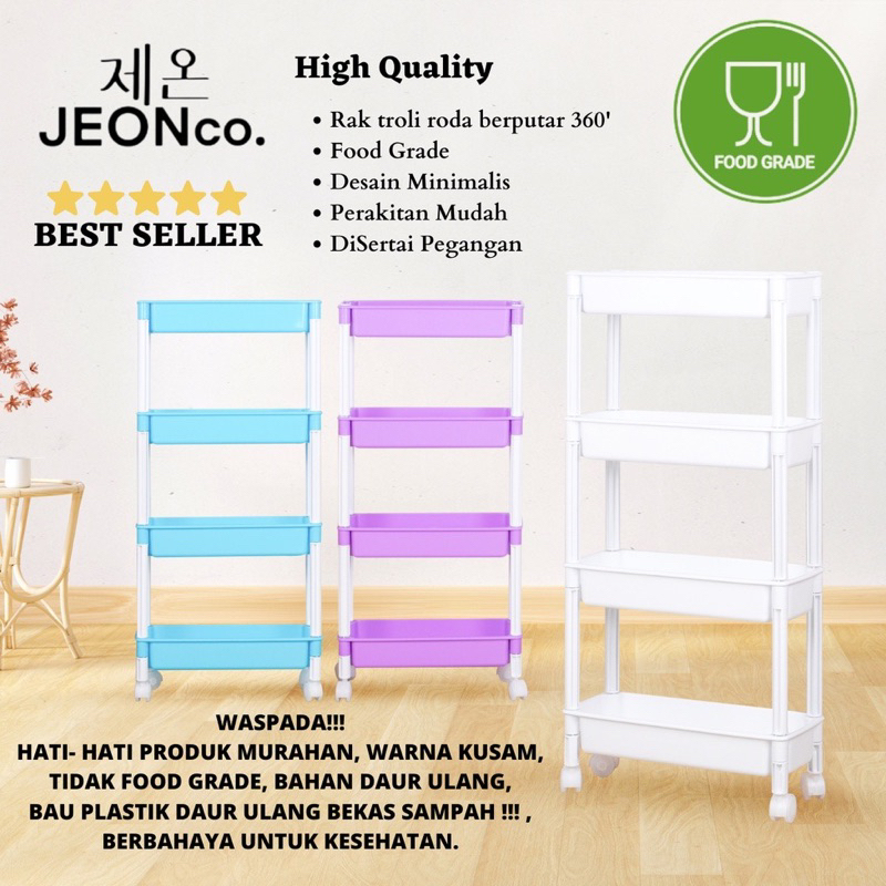 Jual rak teroli roda jeon 3 susun dan 4 susun serbaguna | Shopee Indonesia
