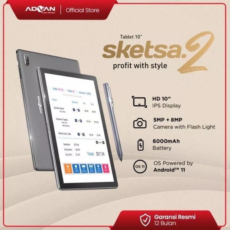 Jual (ORDER KAK ALVIN) ADVAN TAB SKETSA 2 FULL SET | Shopee Indonesia