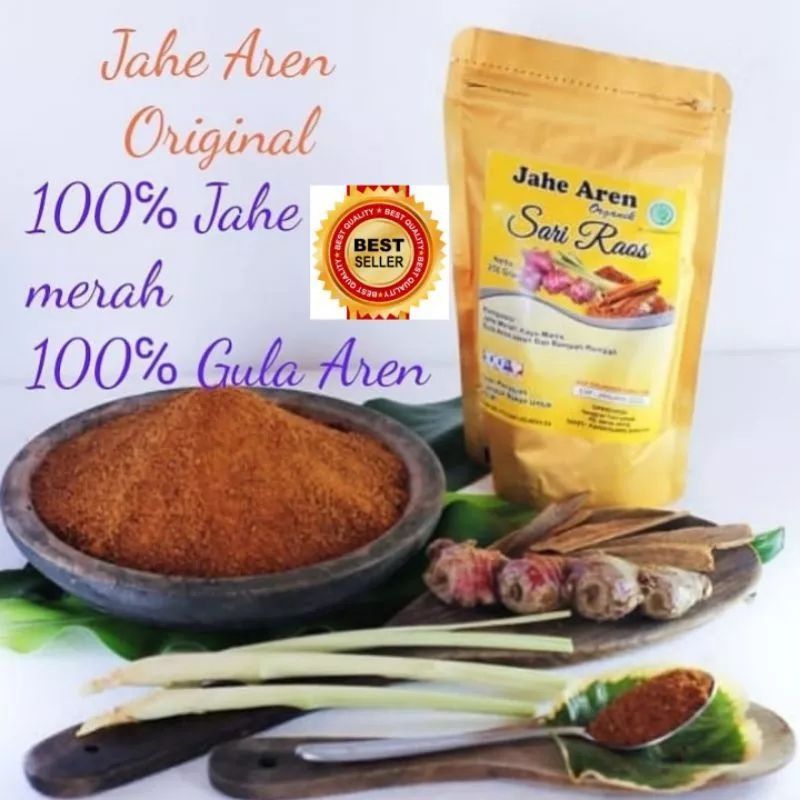Jual Jahe Merah Instant + Aren Sari Raos 250 Gram Bubuk Murni Langsung ...