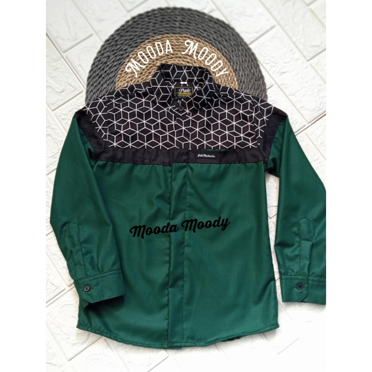 Jual MOoda Moody - Kemeja Koko Anak Lengan Panjang Warna Hijau Botol ...