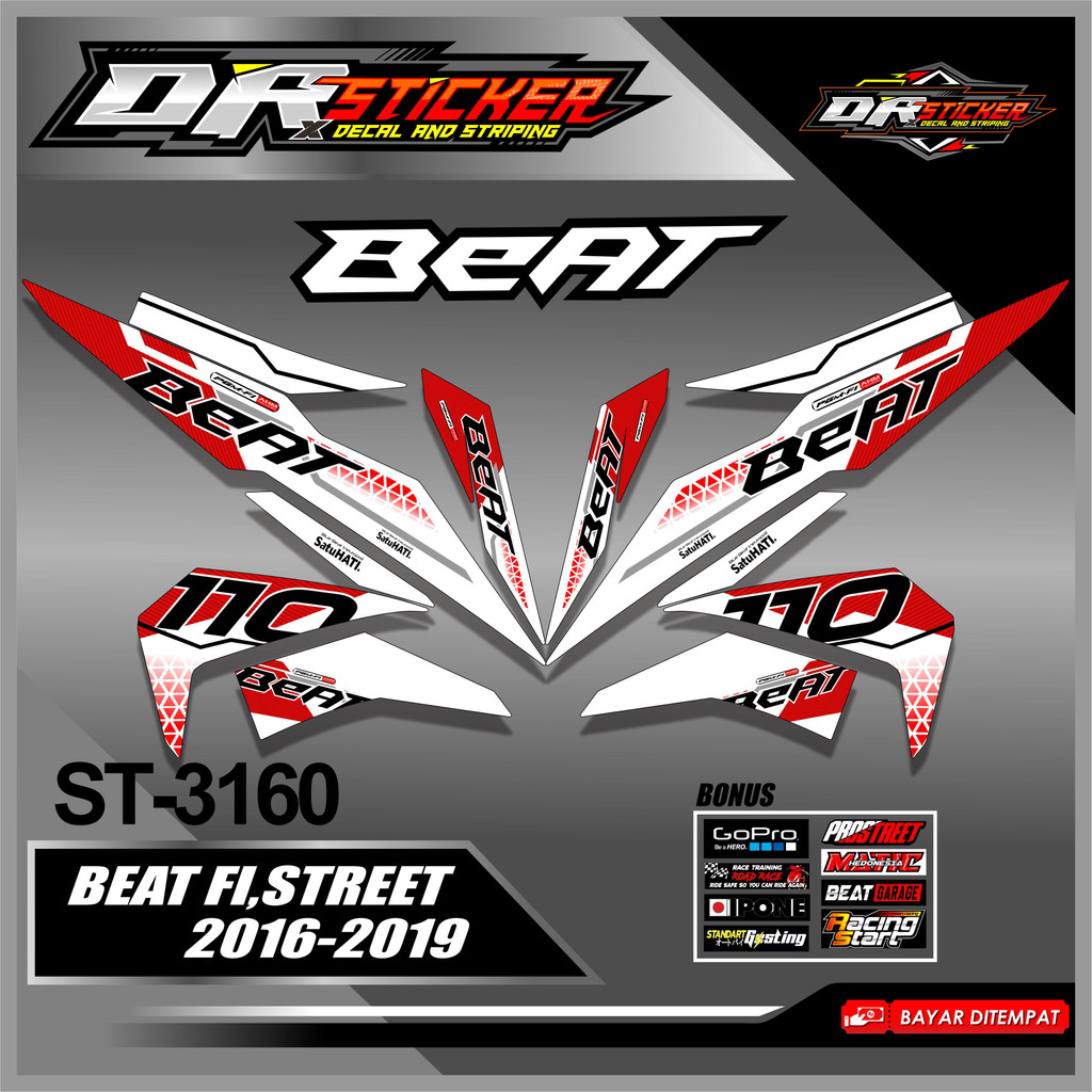 Jual ST-3160 stiker variasi Beat FI, Street, Esp 2016 2017 2018 2019 ...