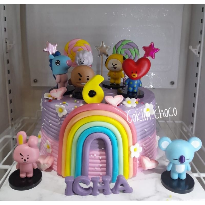 Jual kue ulang tahun bt21 bts figure / custom cake karakter bt21 ...