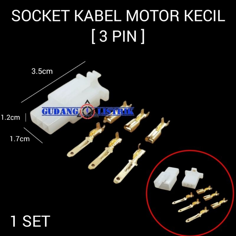 Jual Socket Scun 3 Pin Kecil Soket Kabel Motor Mobil Konektor Kabel ...
