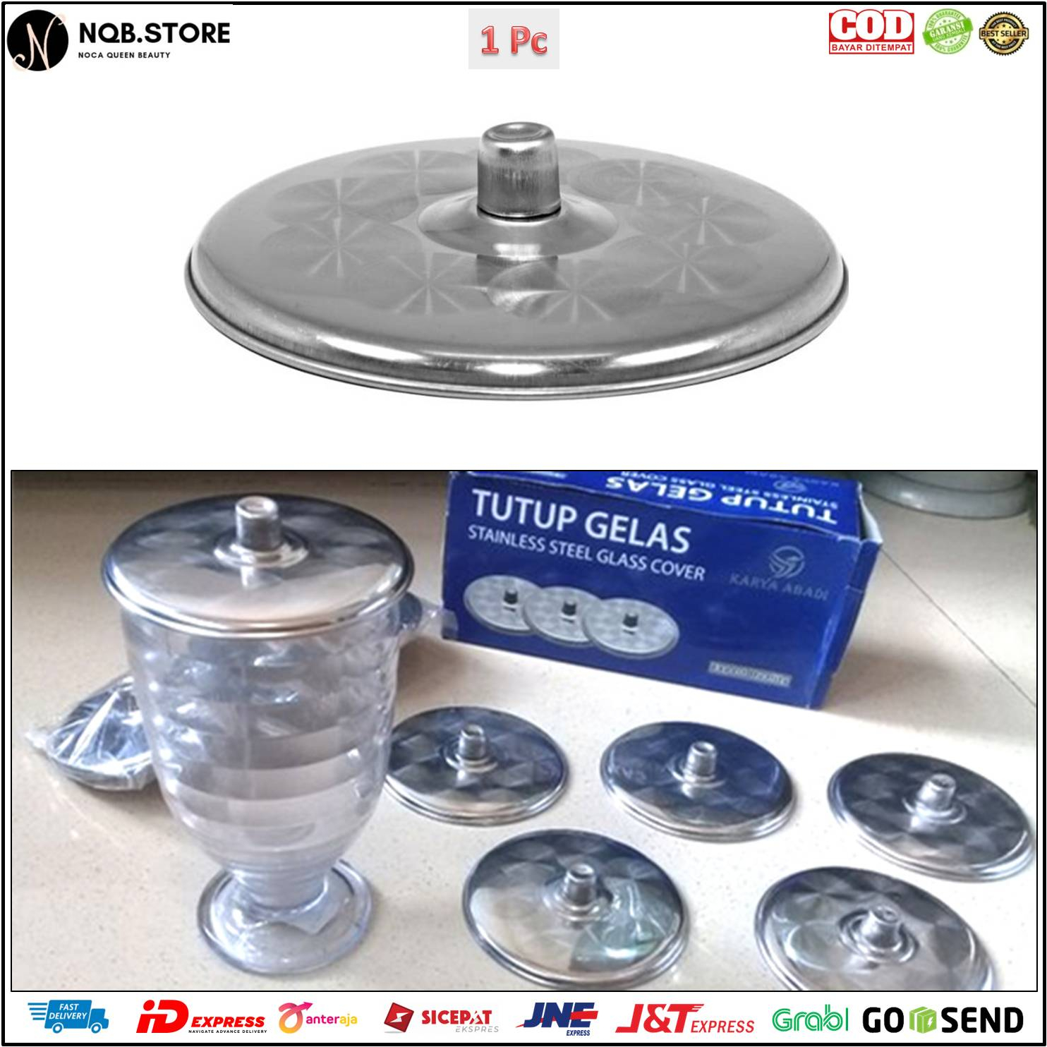 Jual NQB - Tutup Gelas Stainless SS Penutup Cangkir Diamond - Satuan ...